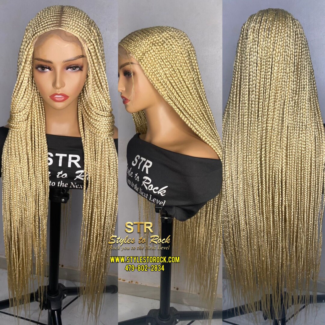 613 Blonde Braids Cornrow Braided Wigs Small Knotless Box Braids Full ...