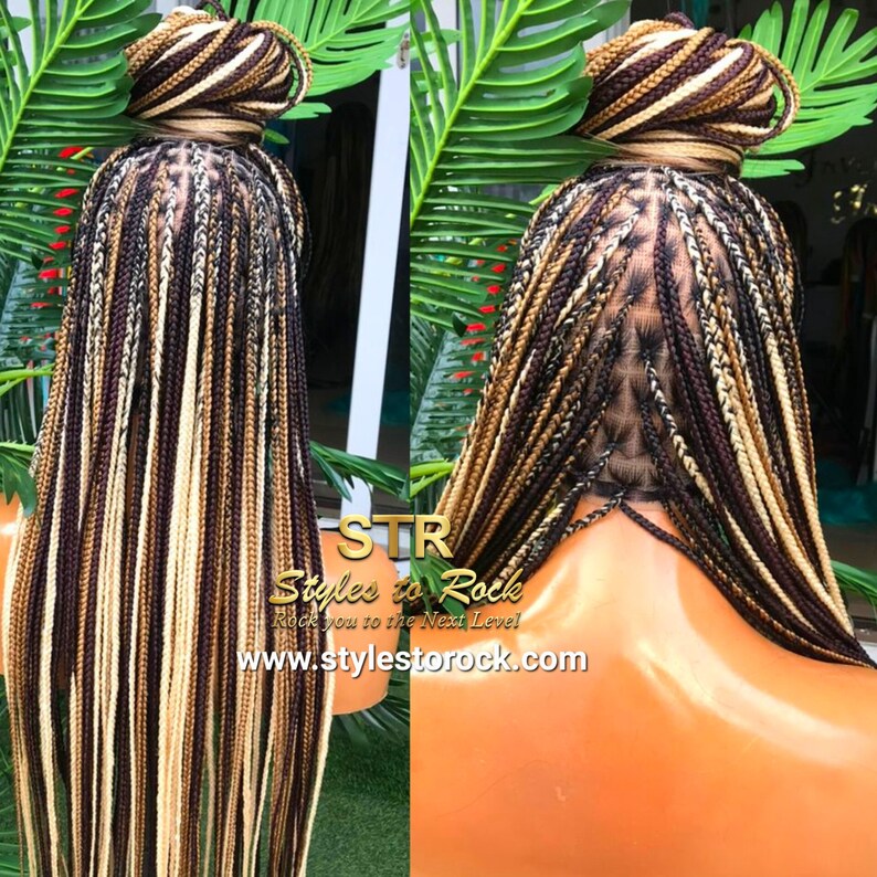 Ready to Ship Full Lace Braids Mix 613 Blonde Brown Black Braids ...