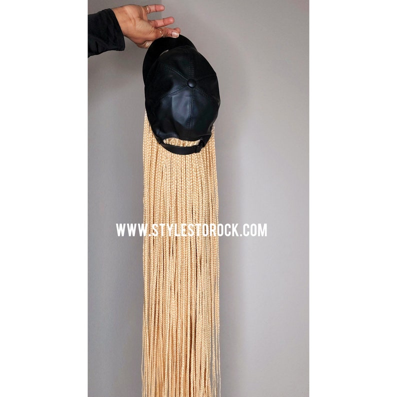 613 Blonde Hat Wig Braid Wig Leather Cap Box Braid Hat Wig - Etsy