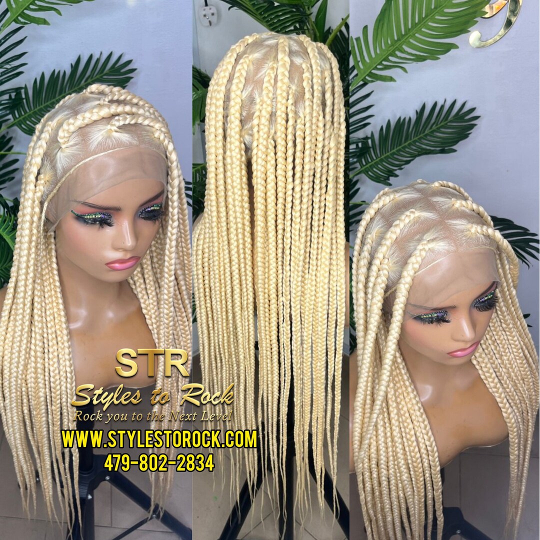 Ready to Ship 613 Blonde Braided Wig Full Lace Braids Small Knotless ...