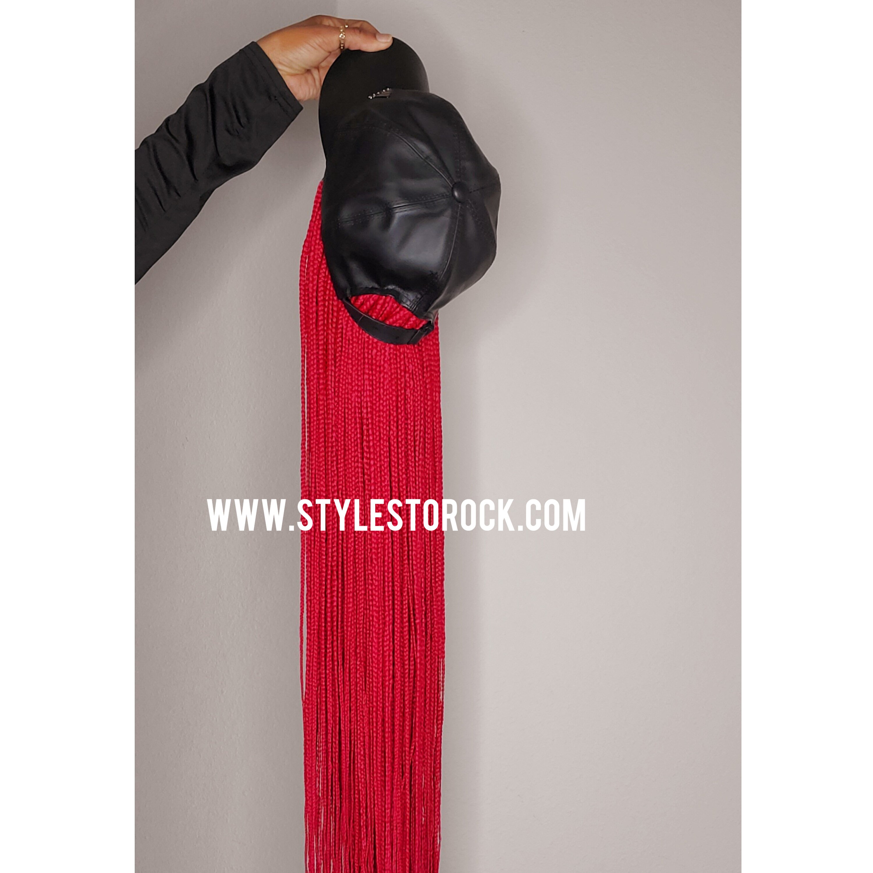 Ready to Ship: Red Braids Hat Wig Braided Hat Wig Box - Etsy