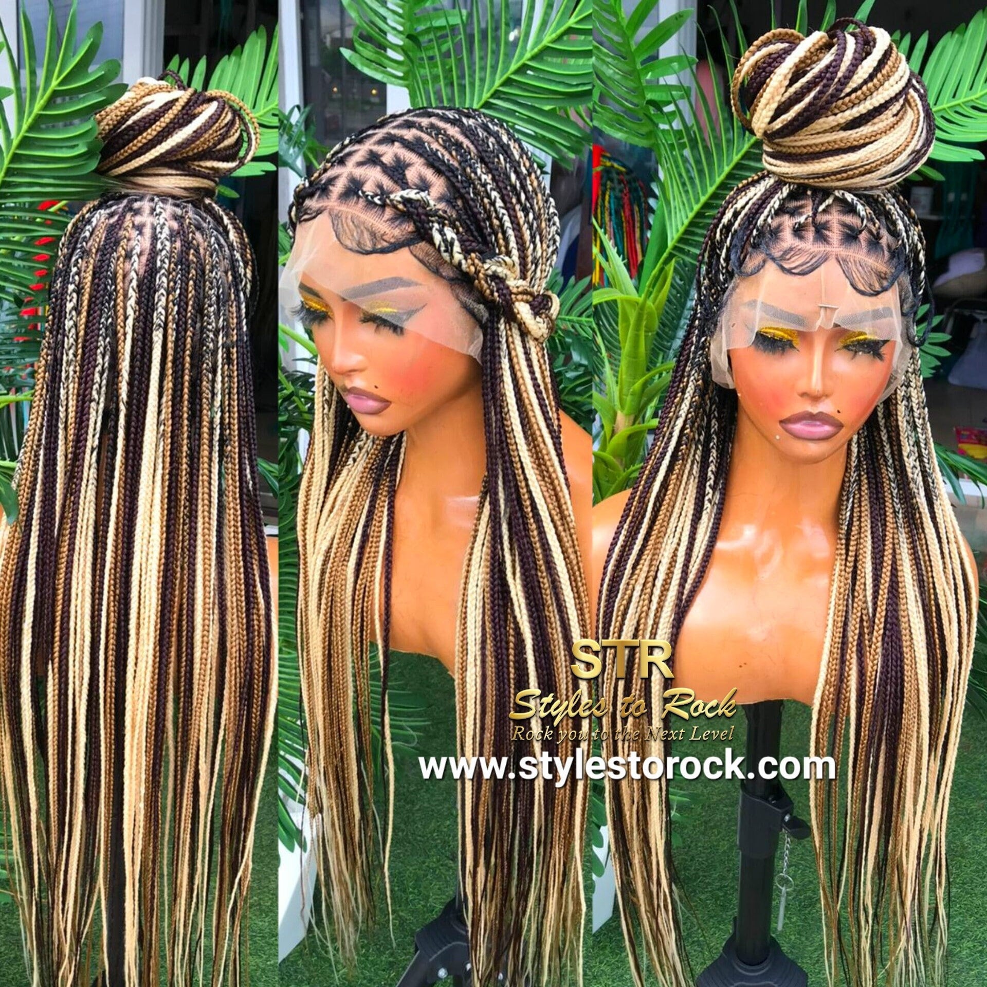 Selected maltese Blonde Braids with Black