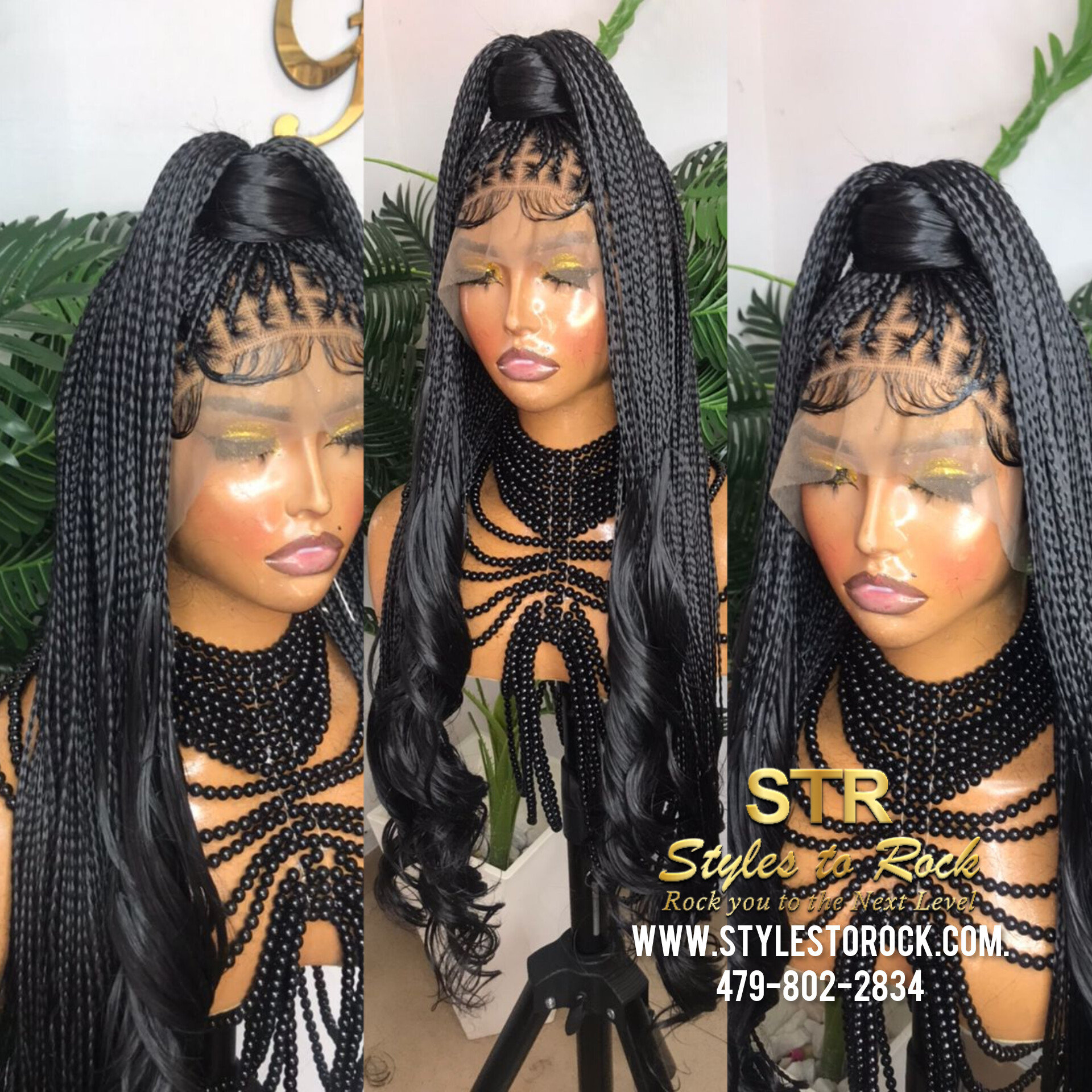 Full Lace Black Braided Wig: French Curl Knotless Braids, 30 Inch - Etsy