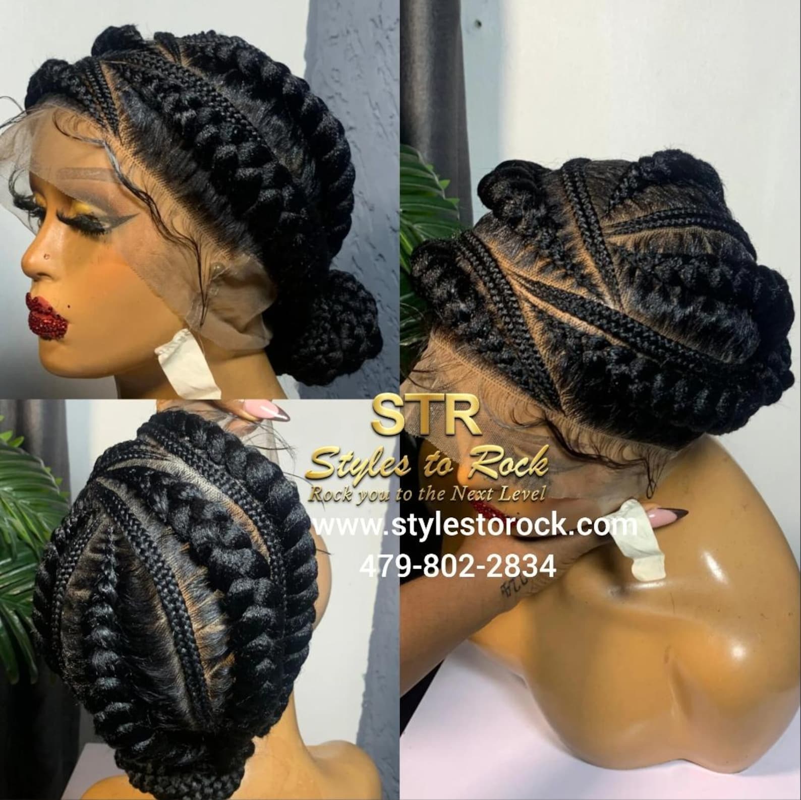 Ready to Ship: Cornrow Braided Wig, Braids, Long Black Hair, Fulani ...