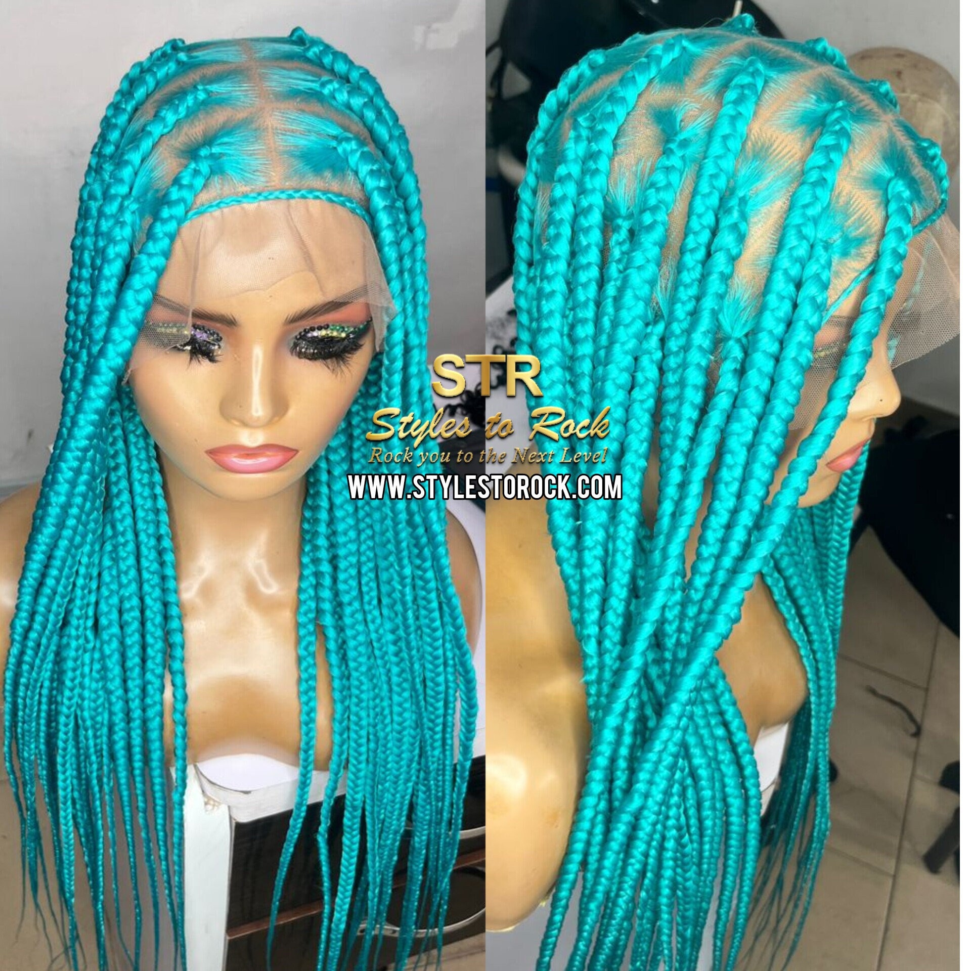 Box Braids With Blue