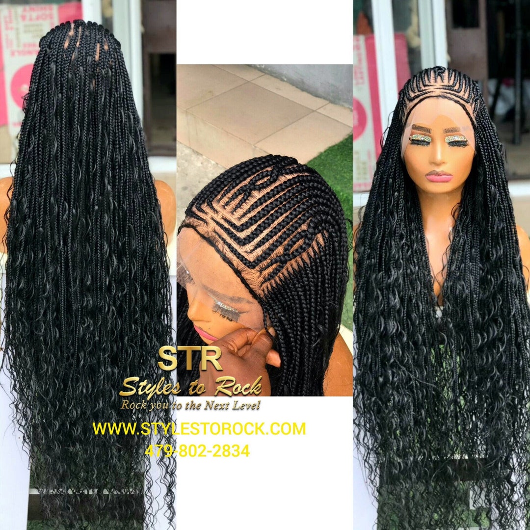 Full Lace Fulani Boho Small Knotless Box Braided Wig Goddess Gypsy ...