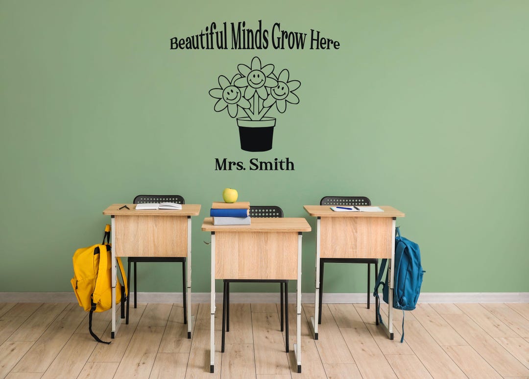 Personalized Classroom Vinyl Wall Decal – Inspirational Quote, Flower ...