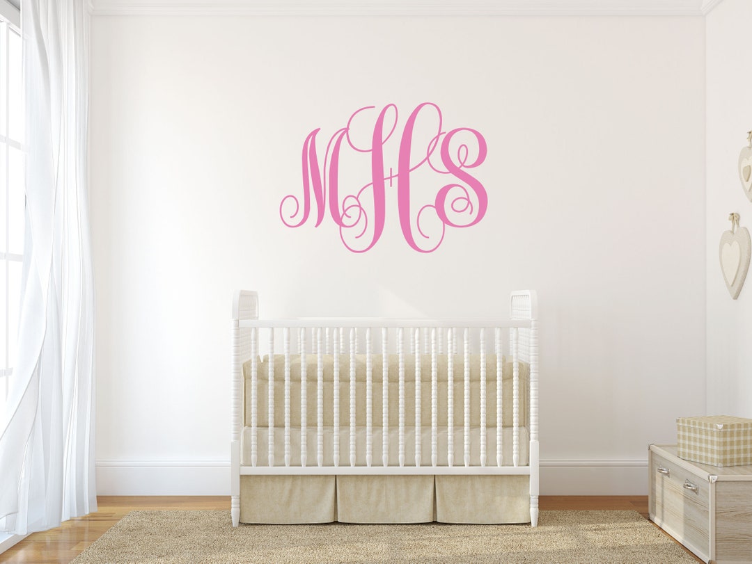 Personalized Monogram Vinyl Wall Decal: Three Initials, Custom Home ...