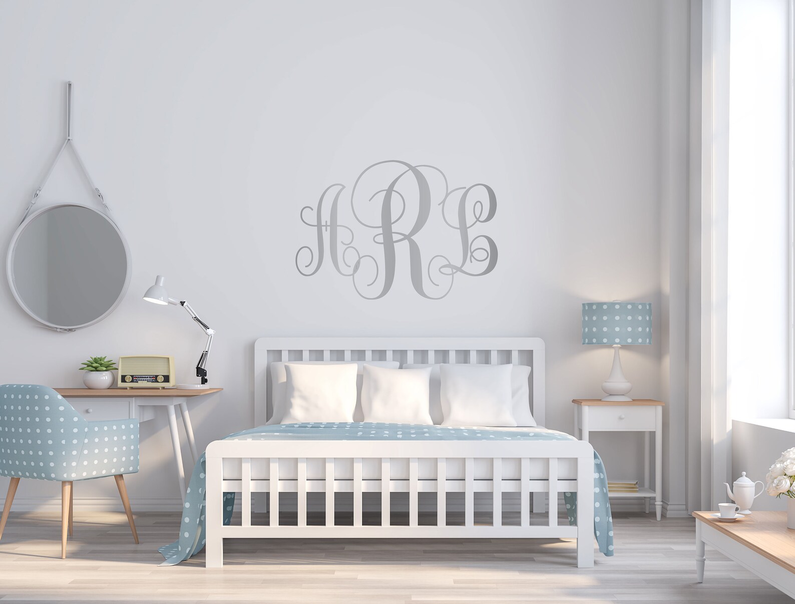 Personalized Monogram Vinyl Wall Decal: Three Initials, Custom Home ...