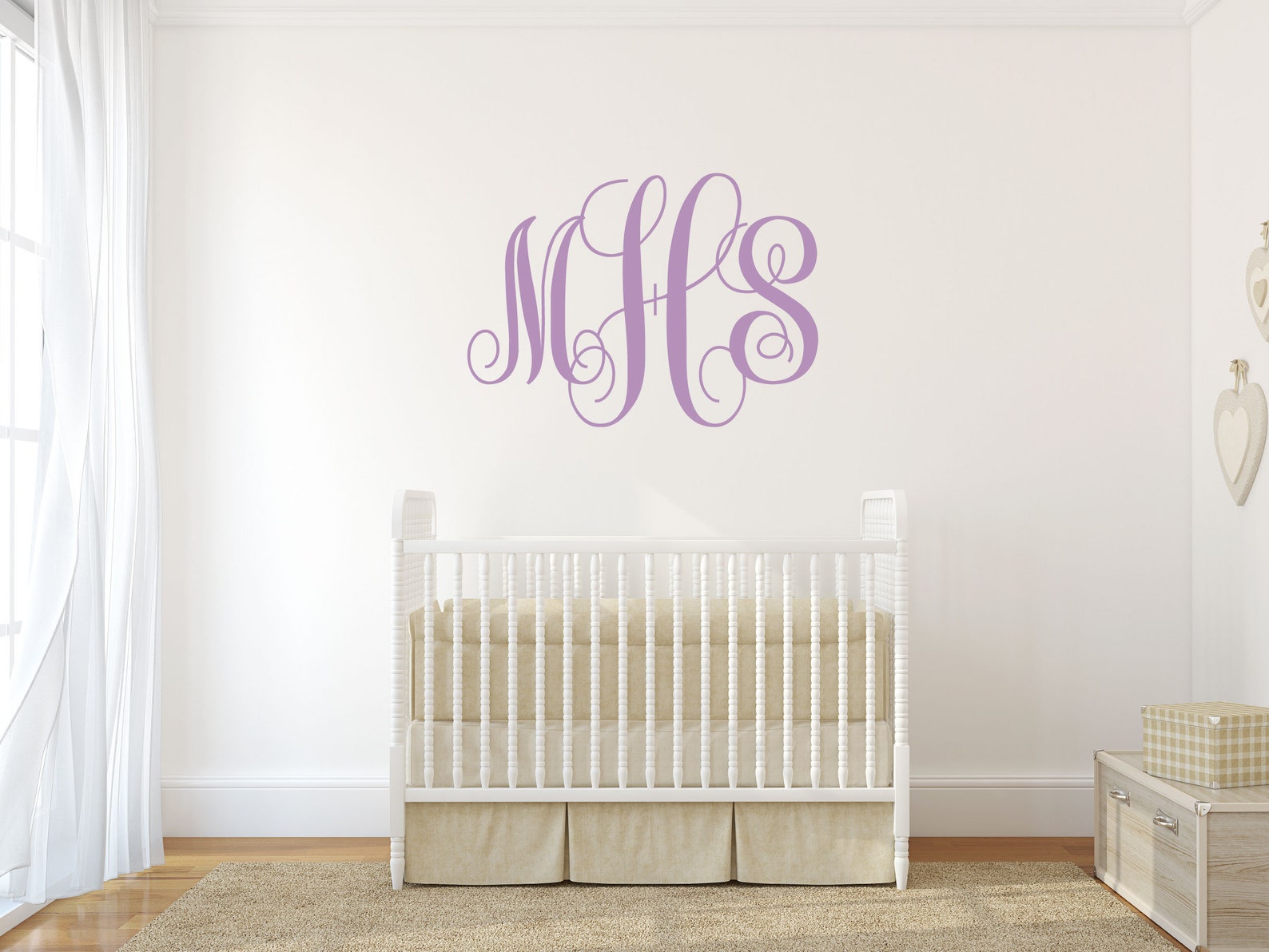 Personalized Monogram Vinyl Wall Decal: Three Initials, Custom Home ...
