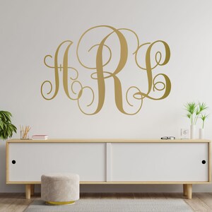 Personalized Monogram Vinyl Wall Decal: Three Initials, Custom Home ...