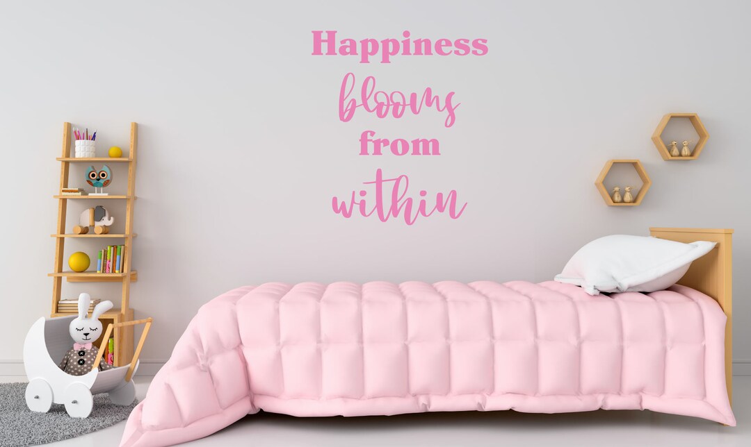Custom "happiness Blooms" Vinyl Wall Decal: Inspirational Home Decor - Etsy