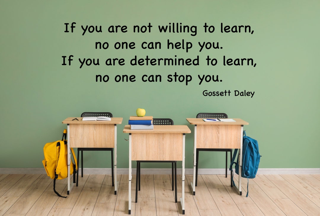 Inspirational Classroom Vinyl Wall Decal: Determined to Learn Quote - Etsy