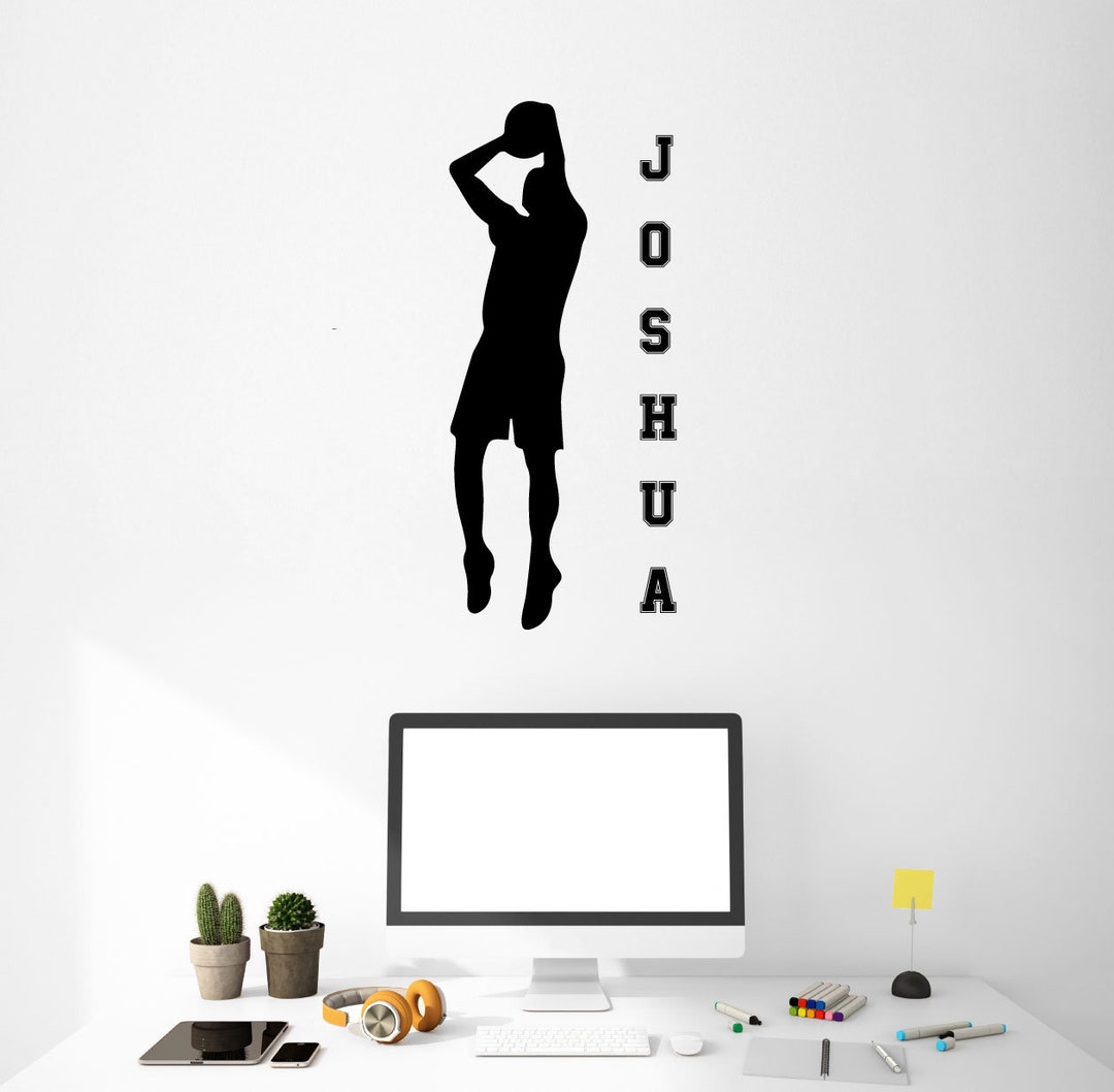 Personalized Basketball Player Shooting With Name - Vinyl Wall Decal ...