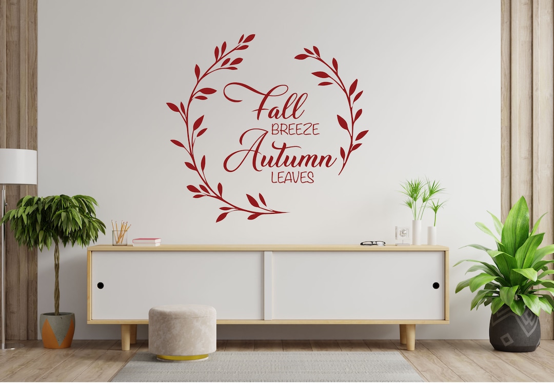 Fall Vinyl Wall Decal - Fall Breeze Autumn Leaves - Customizable ...