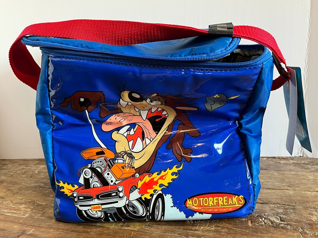 Vintage 1990's Looney Tunes Taz Motor Freaks Soft Sided Insulated Lunch ...
