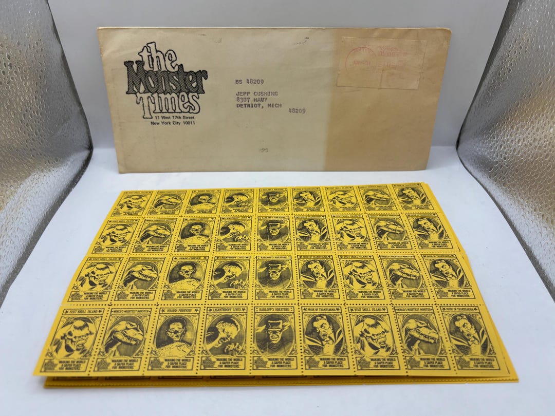 Vintage 1974 Monster Times Promo Stamps & Fan Club Envelope - RARE - Etsy