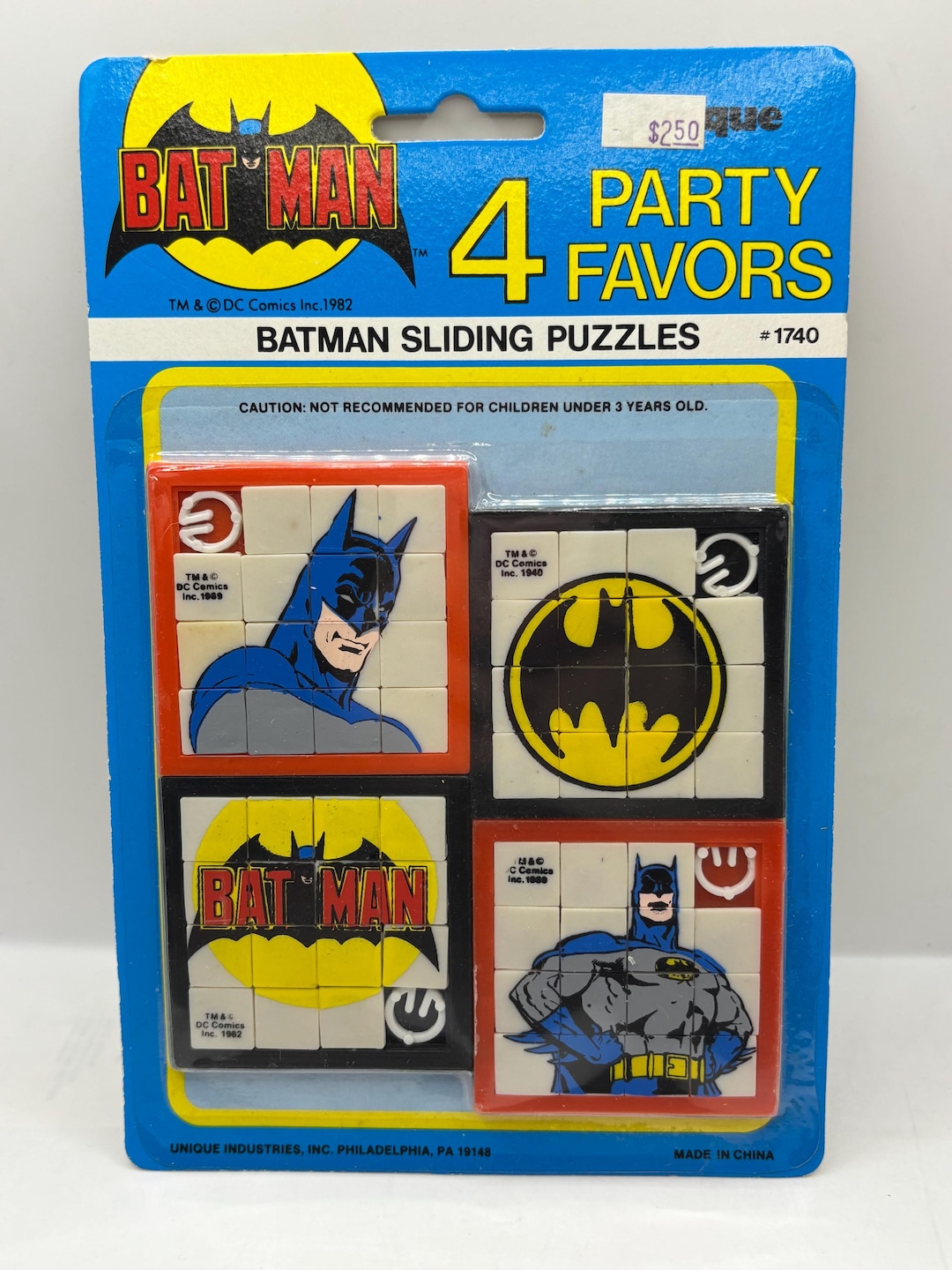 Vintage 1982 DC Comic Batman Sliding Puzzles Party Favors 4-pack - ON ...