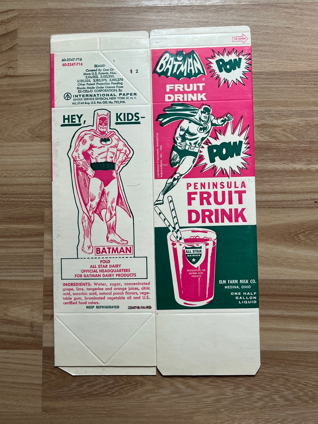 Vintage 1968 Batman All Star Fruit Punch Wax Drink Container UNUSED ...