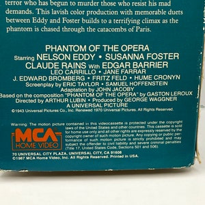 Vintage 1987 Phantom of the Opera VHS - Etsy