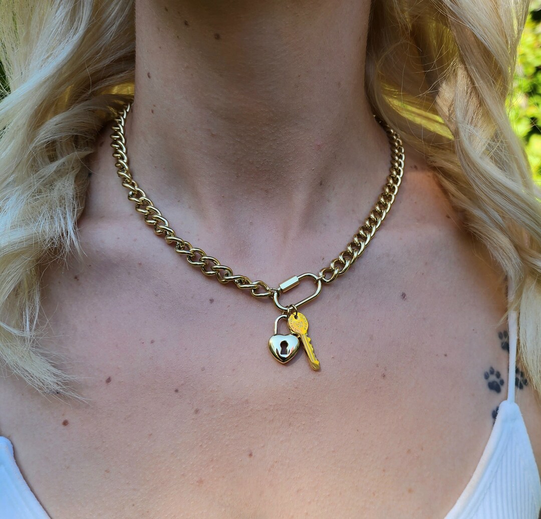 Gold Chain in 18k Gold-plated Stainless Steel Cadena Lock - Etsy