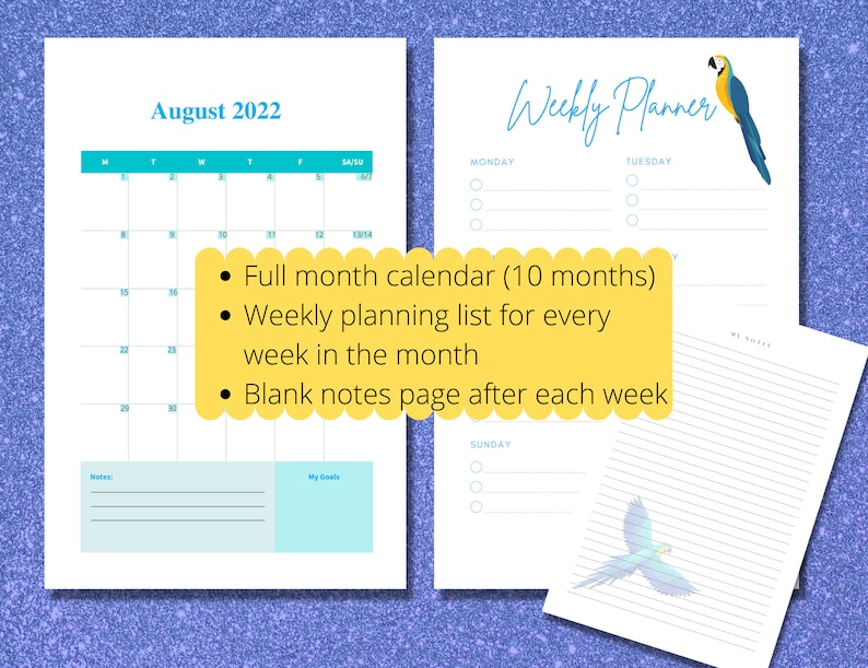 Teacher Planner Macaw Theme 2022-2023 School Calendar Year - Etsy