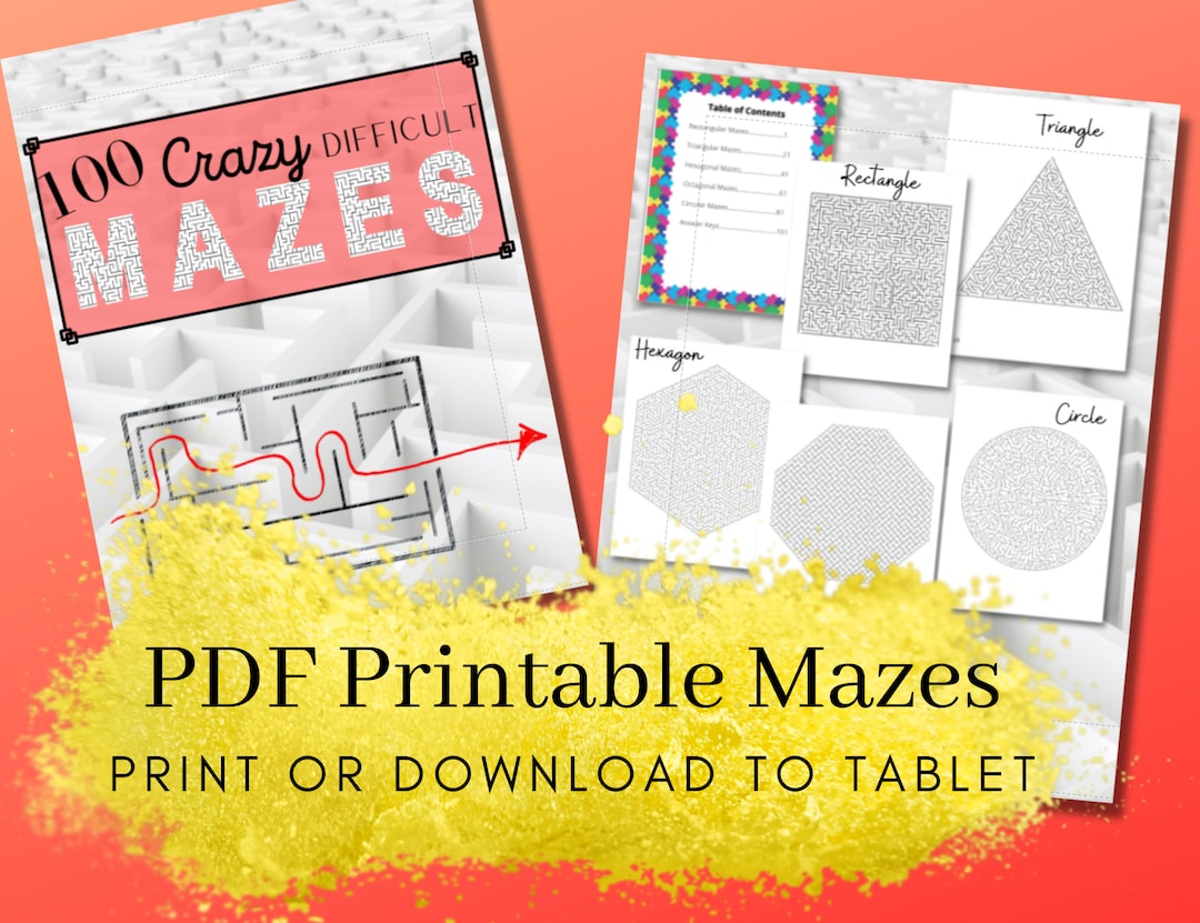 100 Crazy Difficult Mazes, Teen Mazes, Adult Mazes, Multi Shape Mazes ...