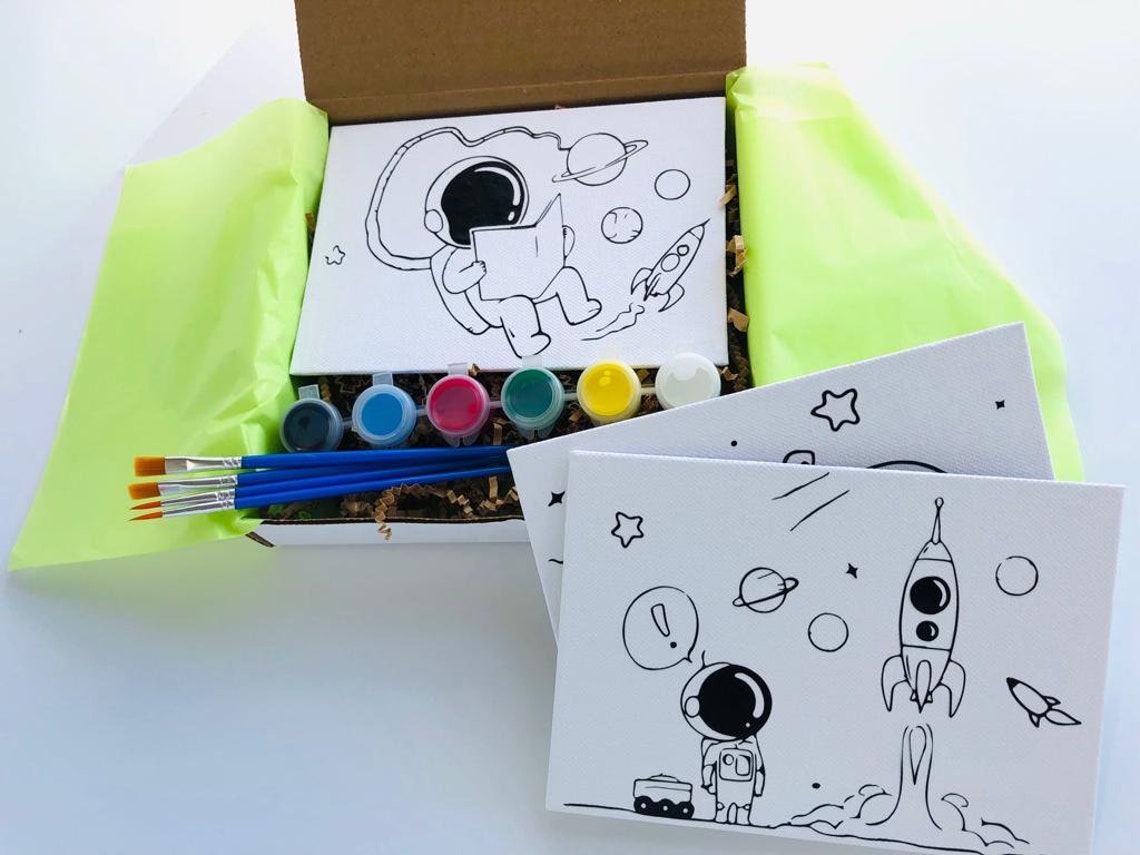 DIY Canvas Kit De Pintura Acrílica Austronauta Para Niños - Etsy