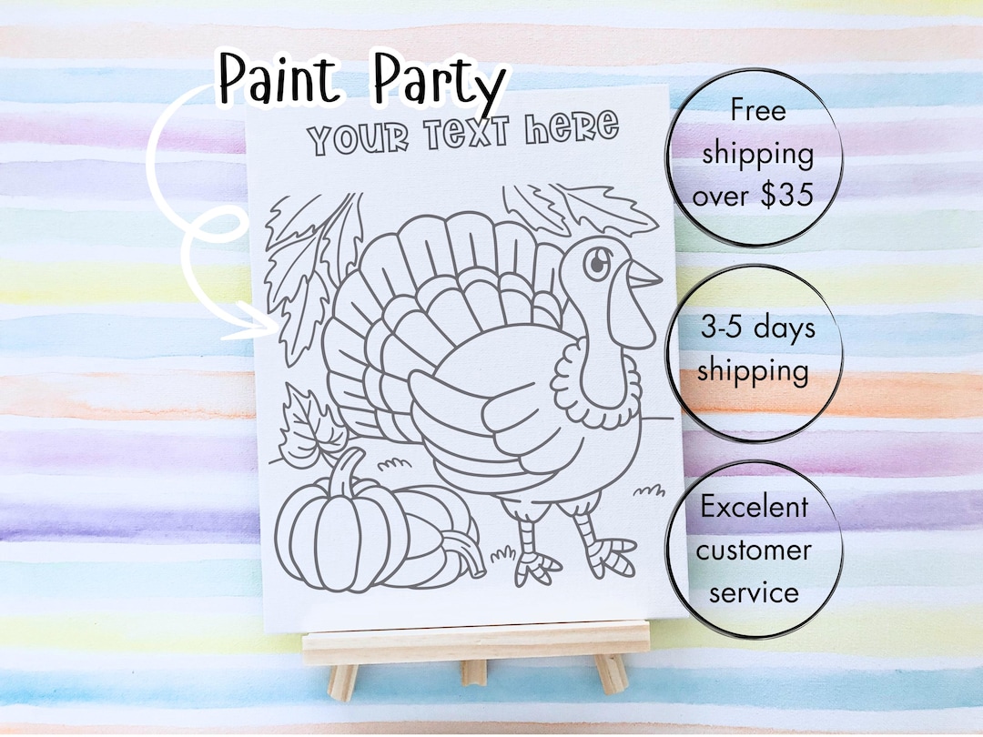 Thanksgiving Paint Your Own Canvas, Turkey Party Favor, Sip and Paint ...
