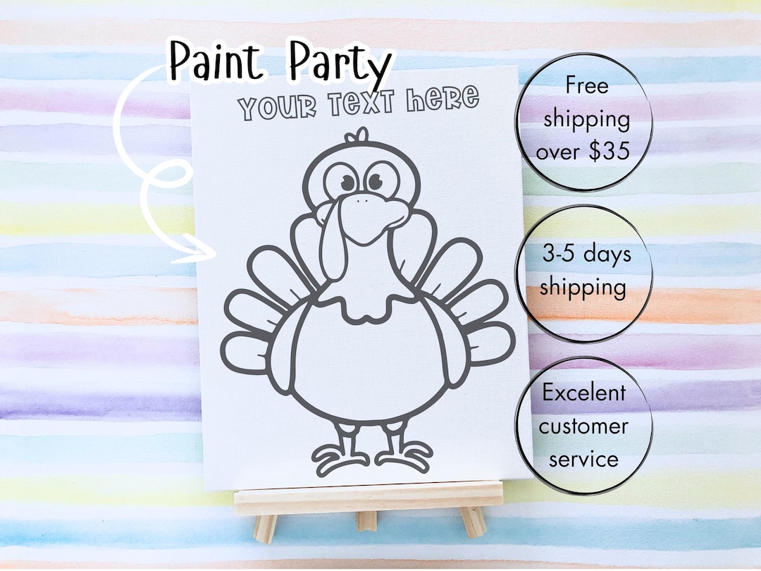 Thanksgiving Paint Your Own Canvas, Turkey Party Favor, Sip and Paint ...