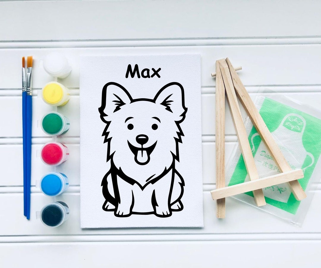 Personalized Canvas Painting Kit Paint Your Own Dog Pre-drawn Canvas ...