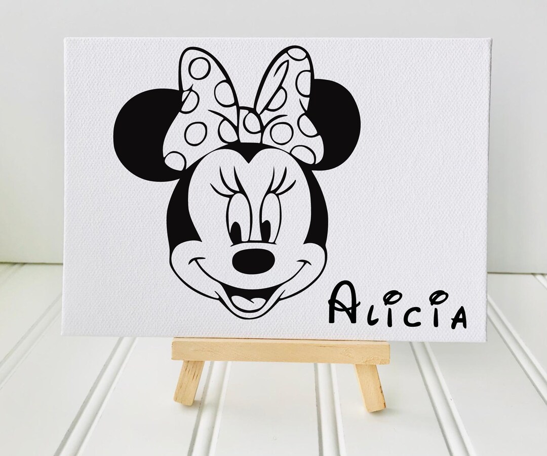 Personalized Canvas Painting Kit | Minnie Mouse Pre-drawn Canvas Panel ...