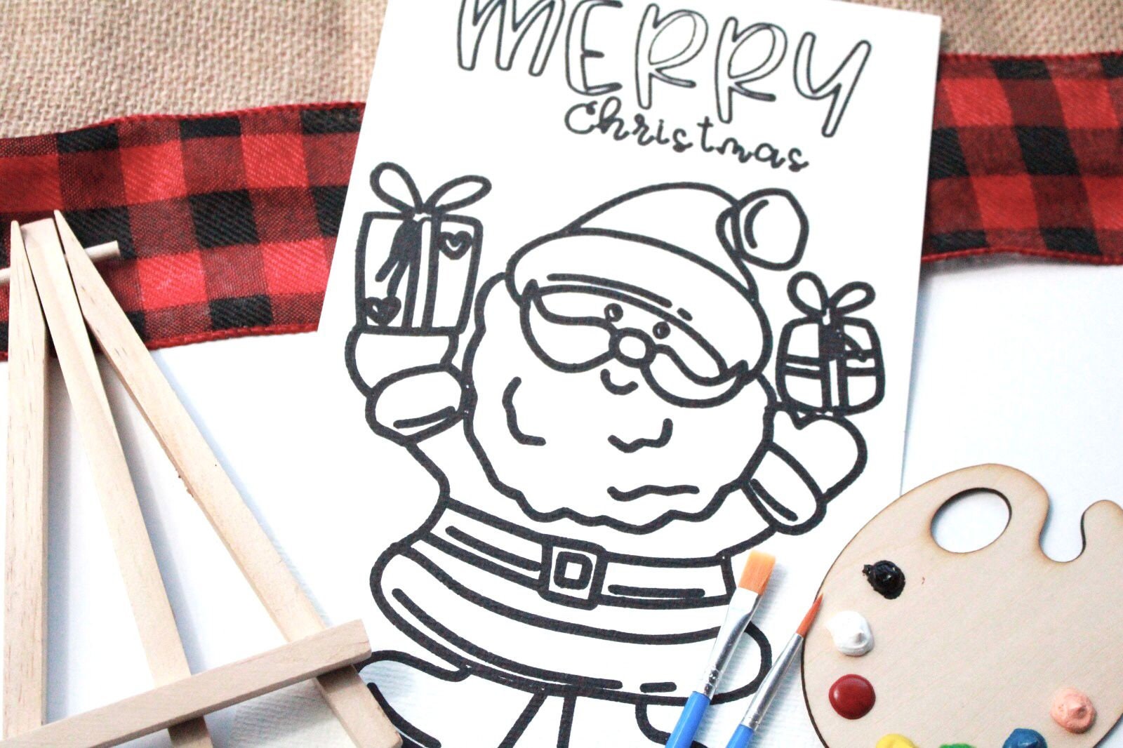 Santa Claus DIY Watercolor Painting Kit. Christmas Craft Kids, Paint ...