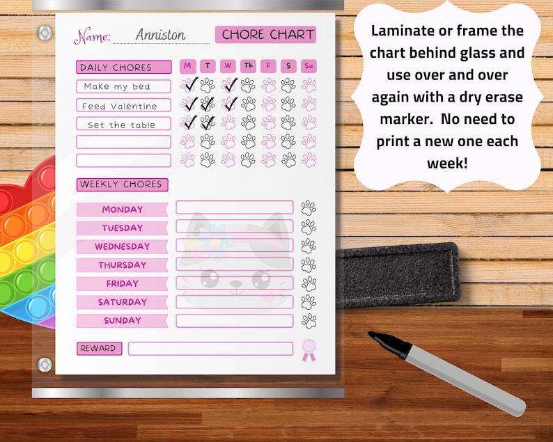 Fun Downloadable and Printable Cat-themed Chore Chart for the Kitty ...