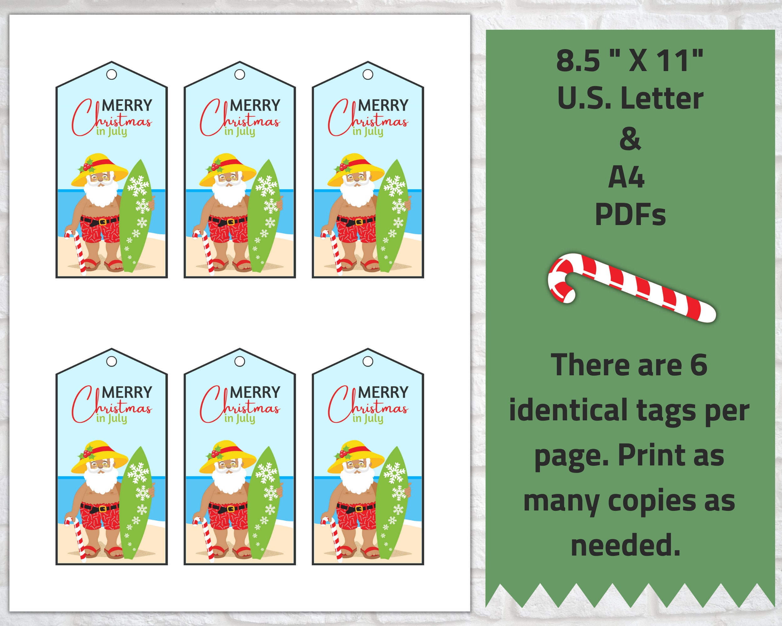Printable Christmas in July Gift Tags - Beach Santa - Great for Summer ...