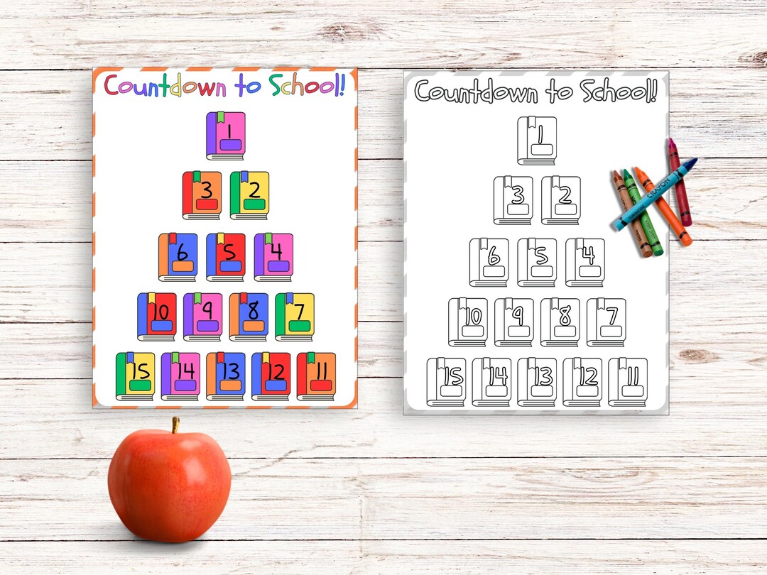 Back-to-school Countdown Calendar and Coloring Sheet for Counting the ...
