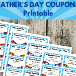 Printable Gift Coupons for Father's Day - Fun Superhero Theme - Instant ...