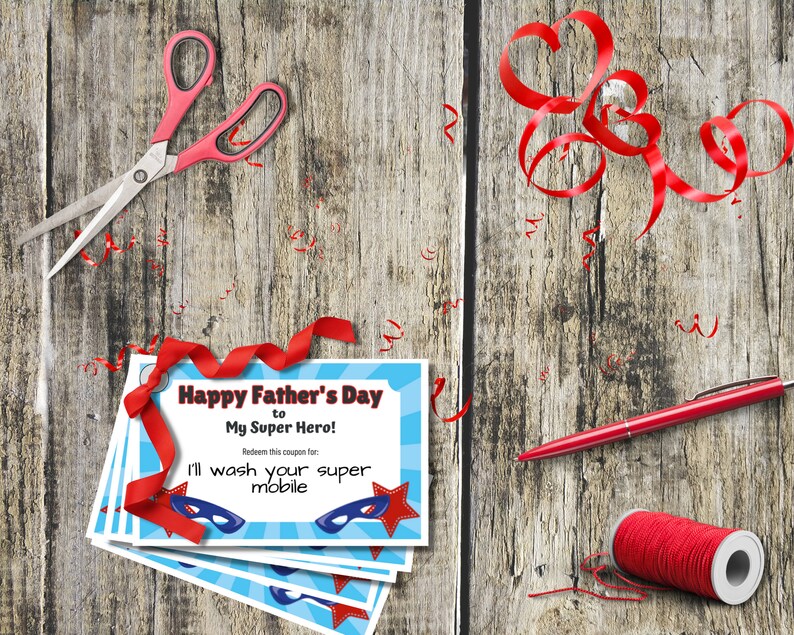Printable Gift Coupons for Father's Day - Fun Superhero Theme - Instant ...