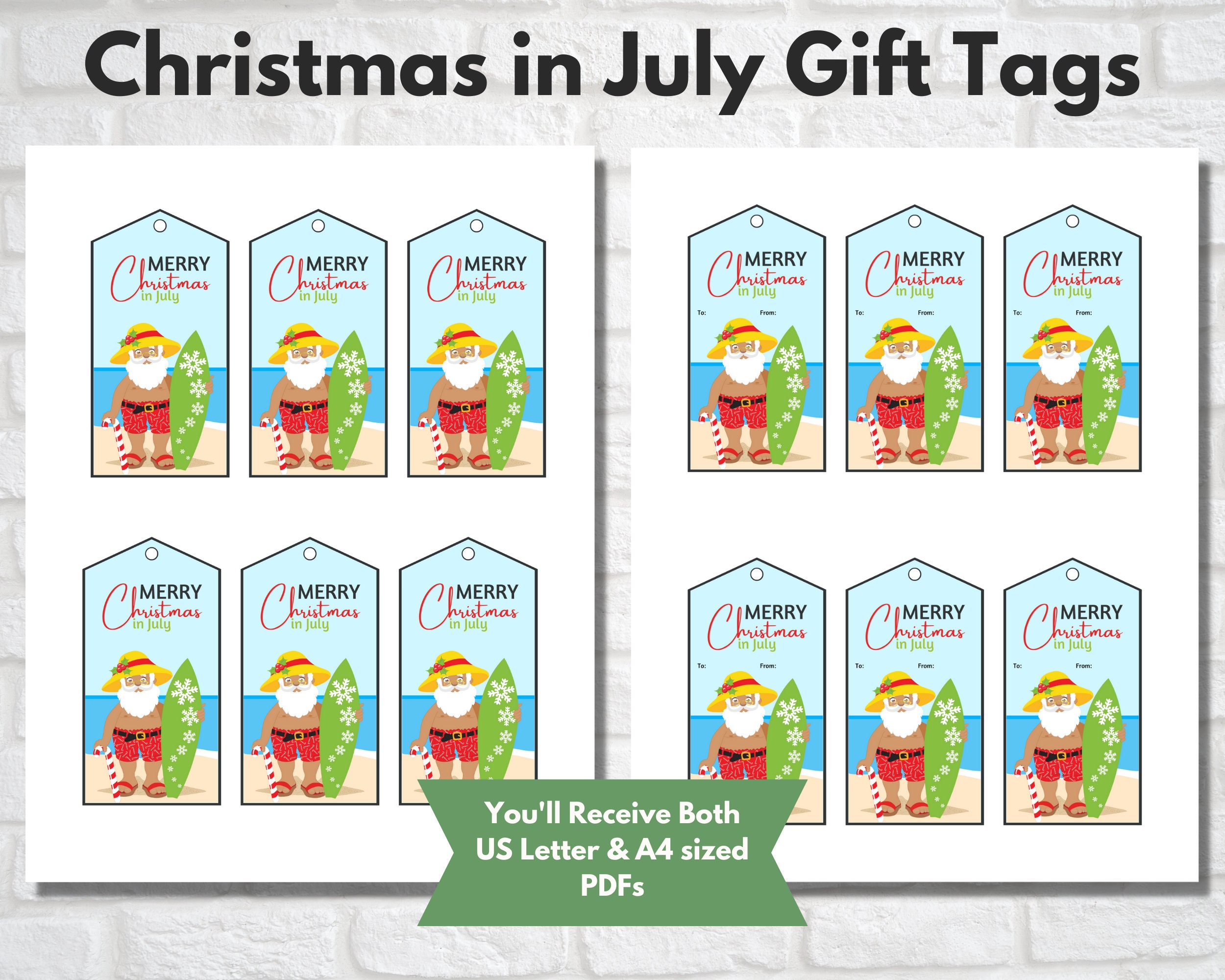 Printable Christmas in July Gift Tags - Beach Santa - Great for Summer ...