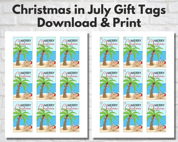 Printable Christmas in July Gift Tags Cupcake Toppers Palm - Etsy