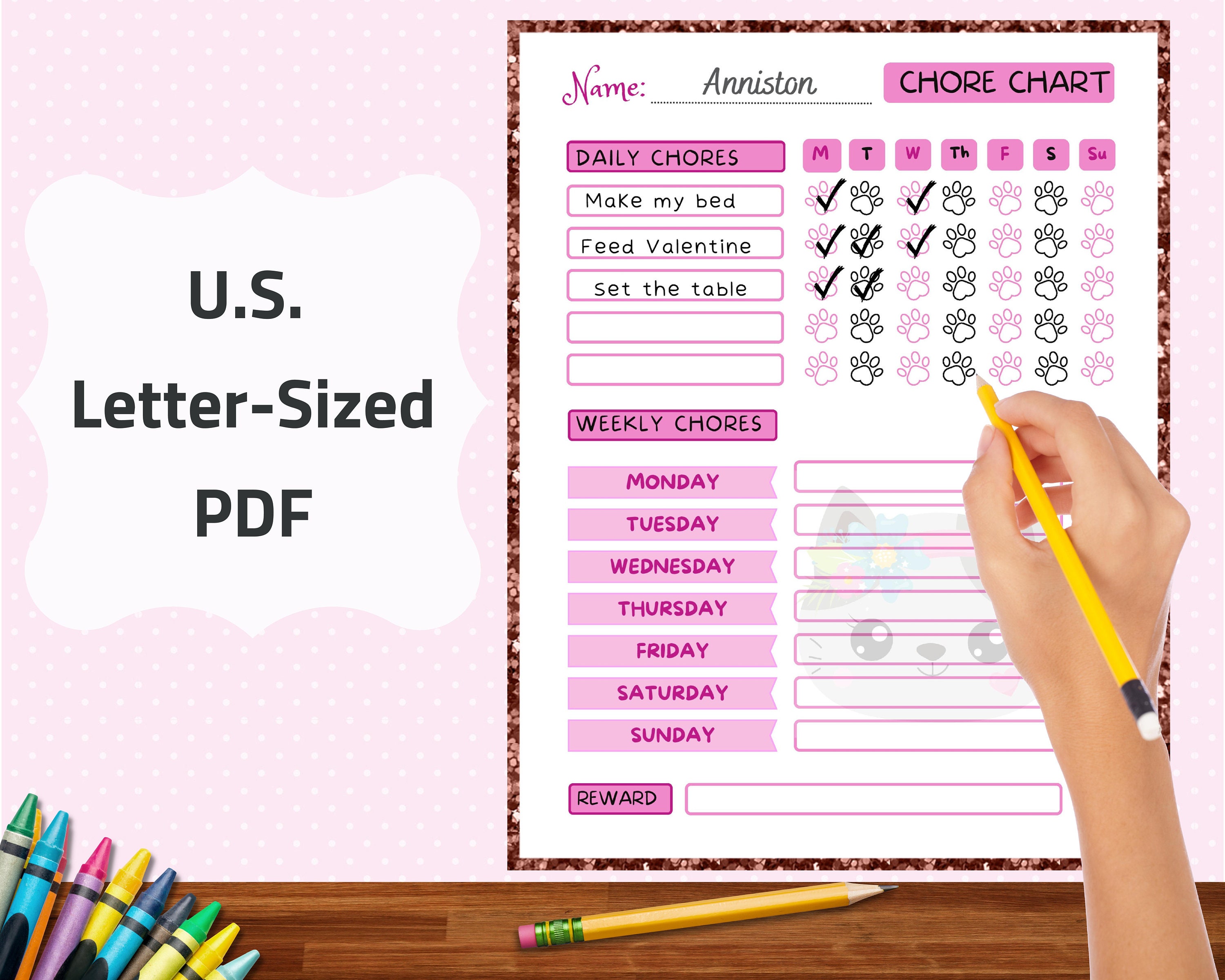 Fun Downloadable and Printable Cat-themed Chore Chart for the Kitty ...