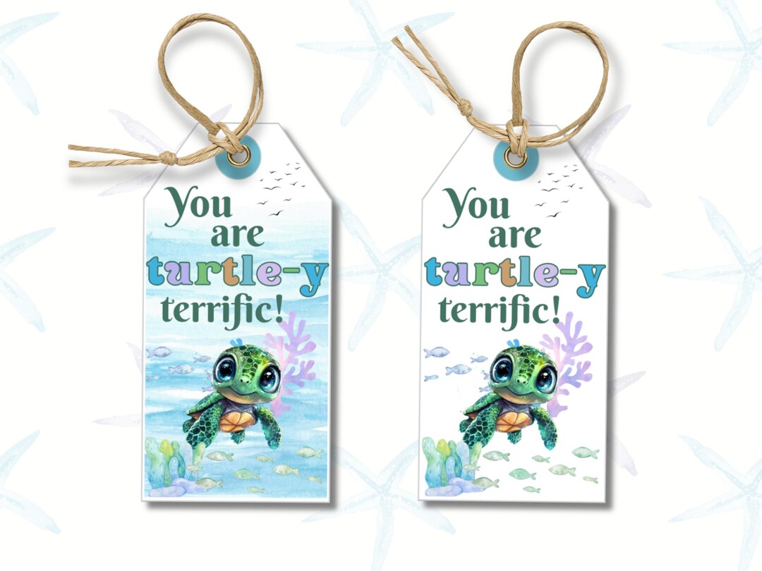 Turtle-y Colorful Printable Gift Tag or Notecard 4 Back-to-school or ...