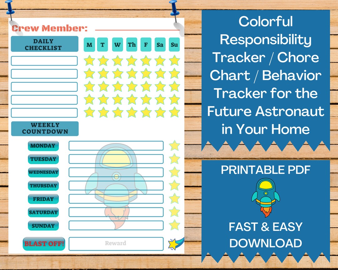 Printable Chore Chart for Kids - Responsibility or Behavior Tracker ...