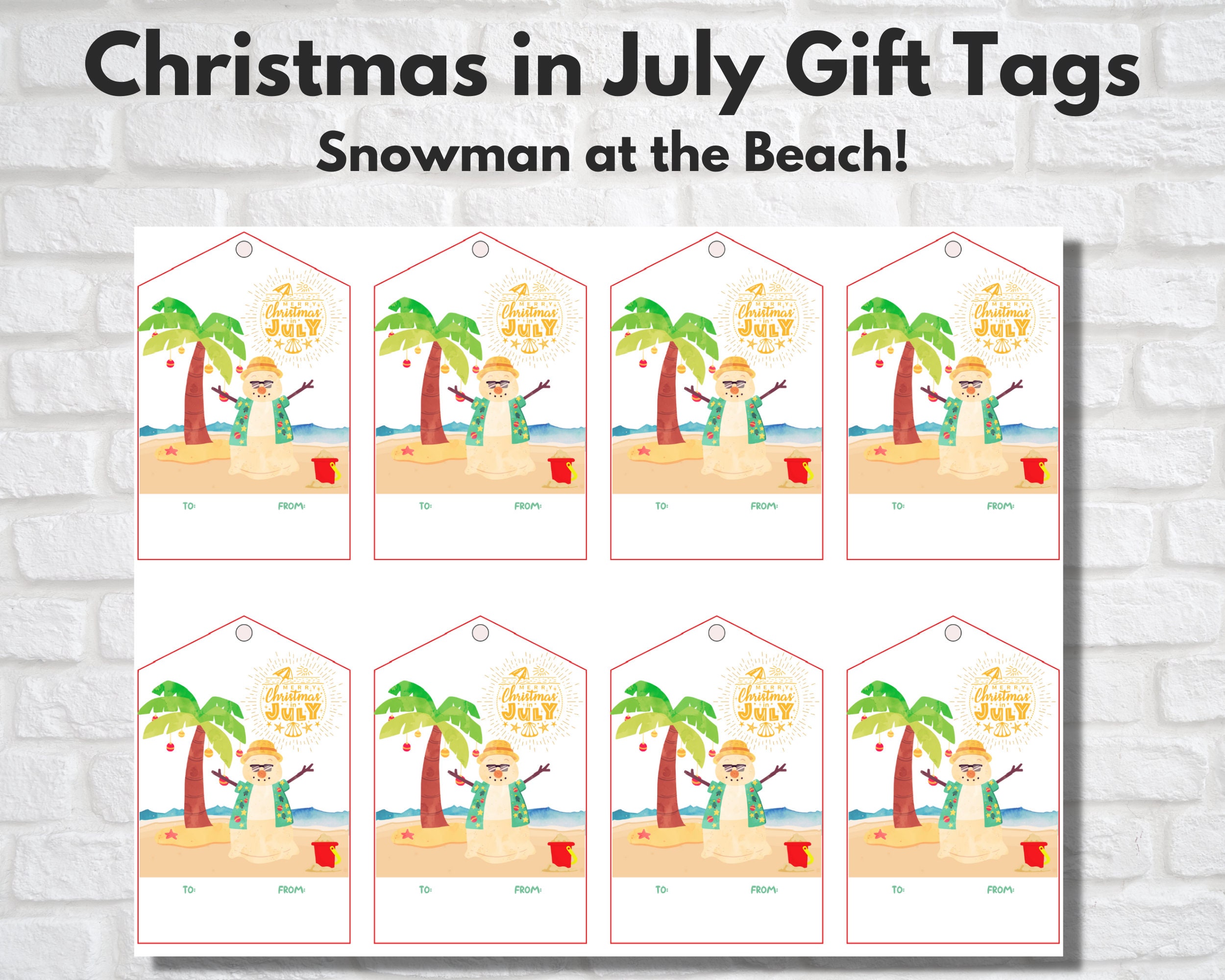 Printable Christmas in July Gift Tags / Place Cards - Colorful Snowman ...