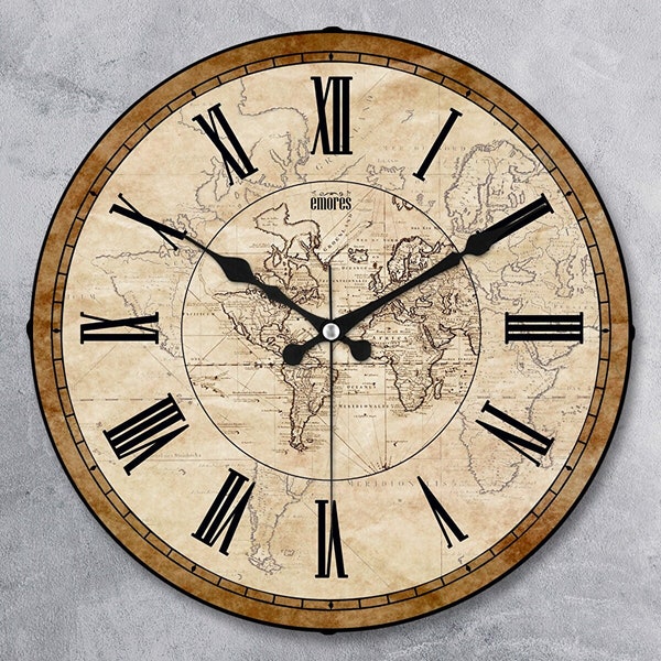 World Map Wall Clock - Etsy