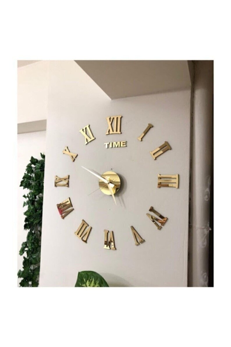 Roman Numerals Wall Clock | Shiny Gold Color| Wooden Clock | Home ...