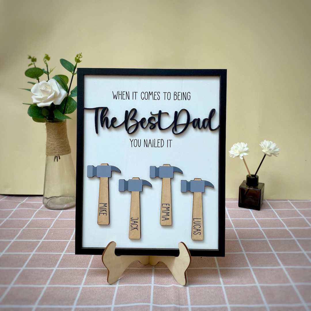 Best Dad You Nailed It Wooden Sign, Personalized Kids' Names Sign ...