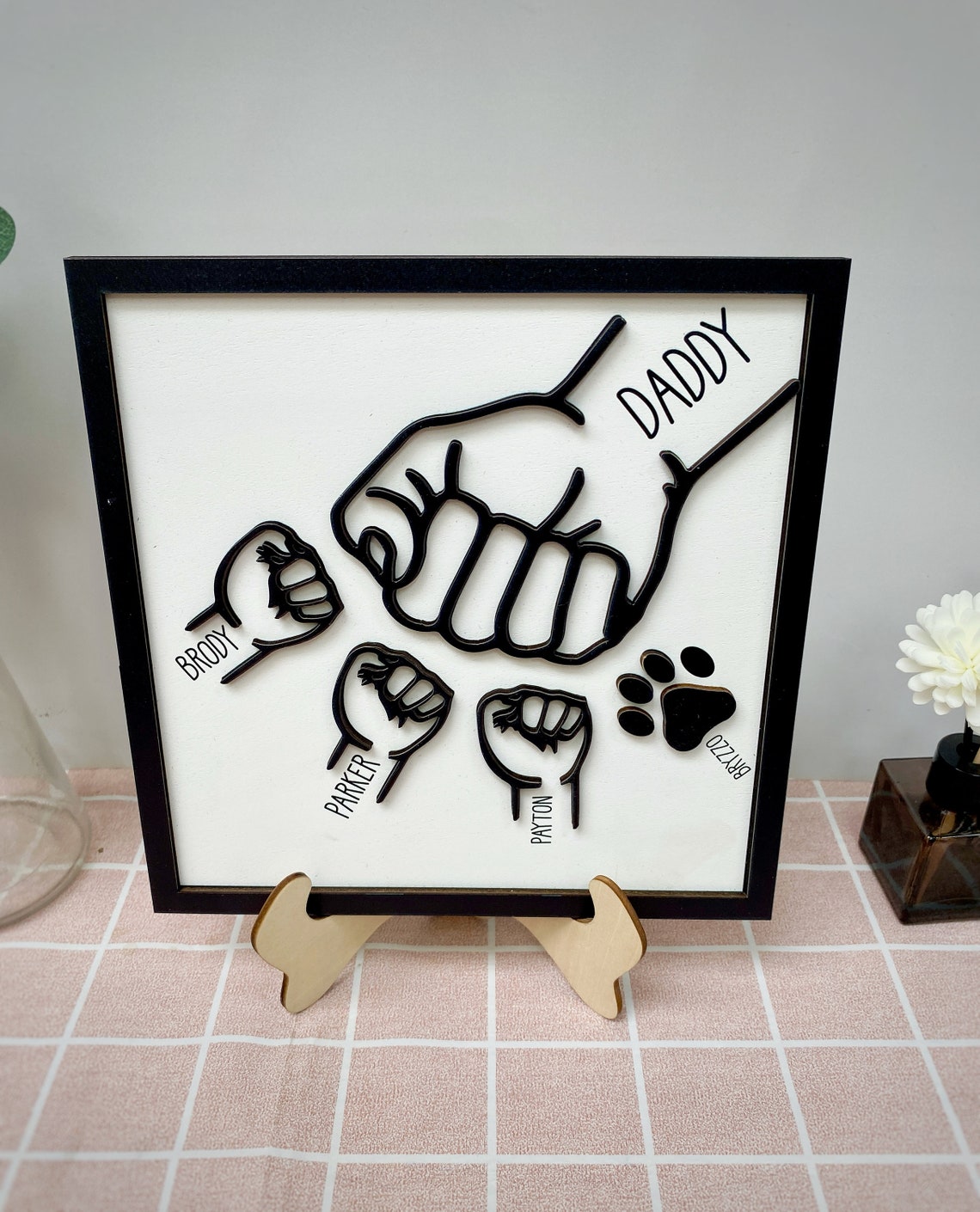 Personalized Fist Bump With Kid Name Sign, Custom Father's Day Gift - Etsy