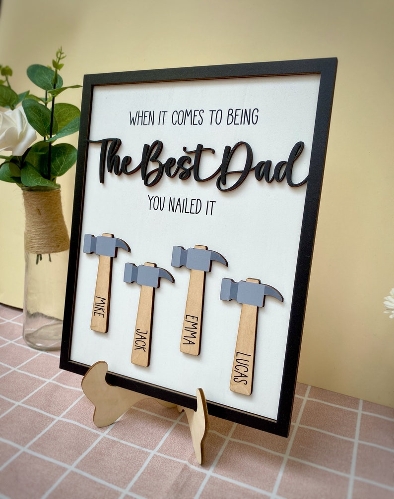 Best Dad You Nailed It Wooden Sign, Personalized Kids' Names Sign ...