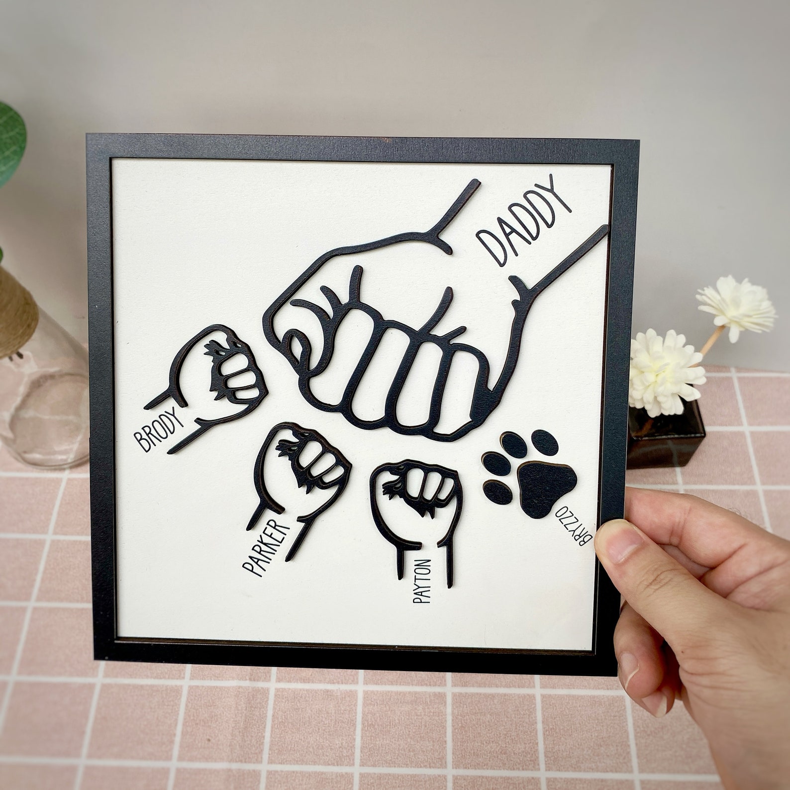 Personalized Fist Bump With Kid Name Sign, Custom Father's Day Gift - Etsy